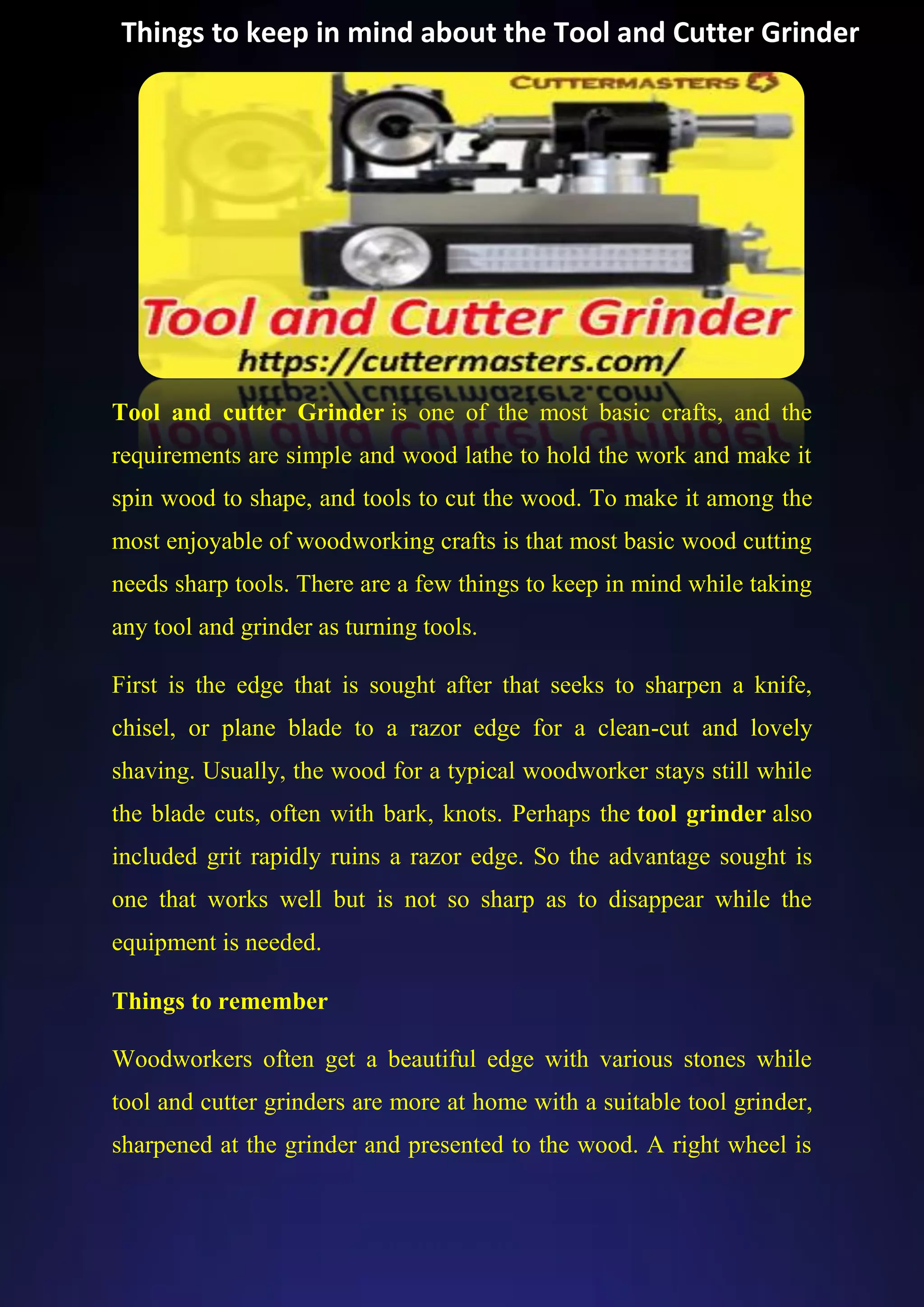 Tool and cutter grinder | PDF