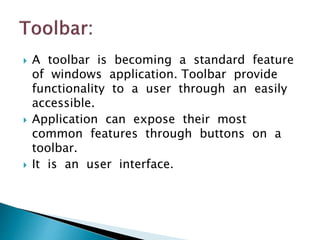 Toolbar | PPTX | Operating Systems | Computer Software and Applications