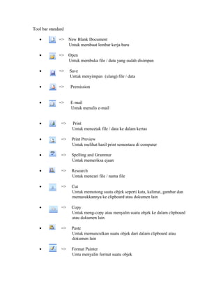 Tool bar standard | DOC