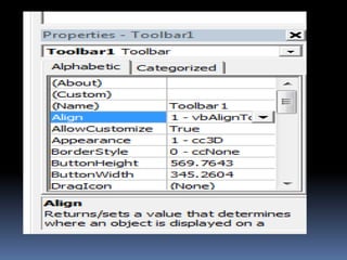 Toolbar, statusbar, coolbar in vb | PPTX