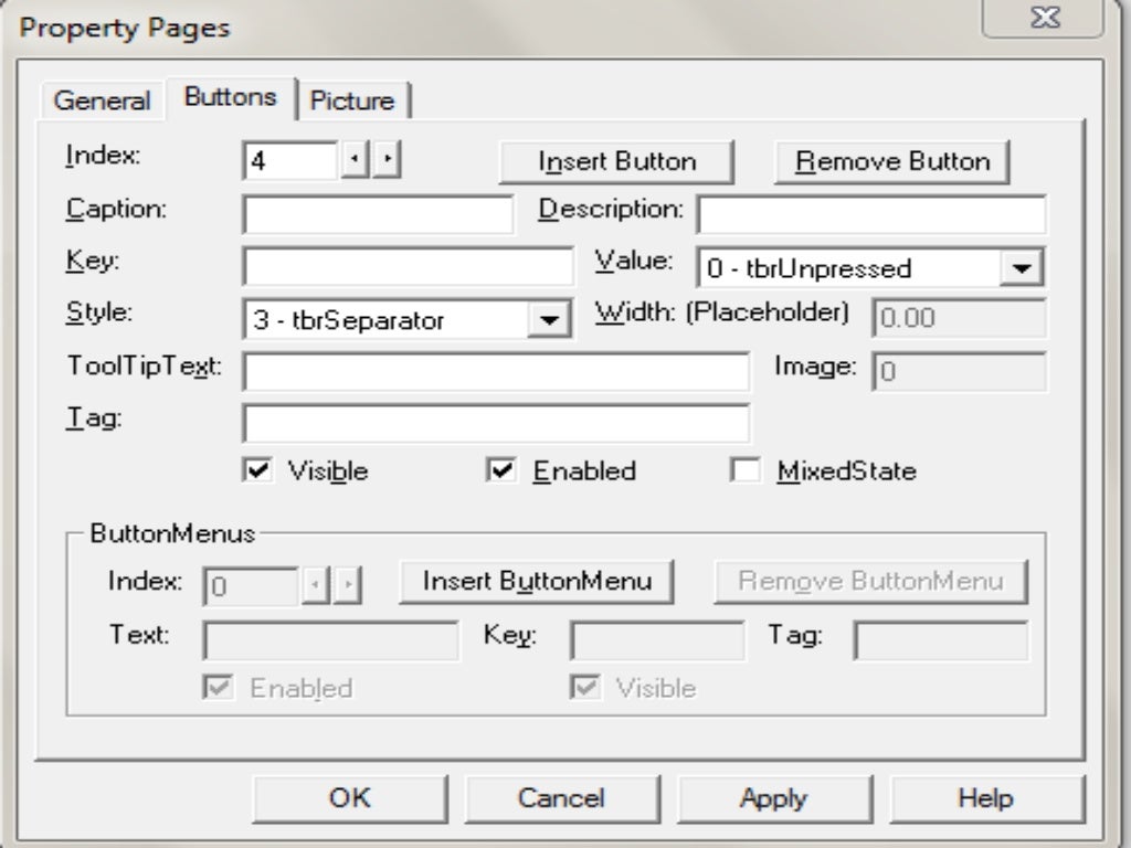 Toolbar, statusbar, coolbar in vb