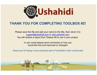 Ushahidi Toolbox - Implementation | PPT