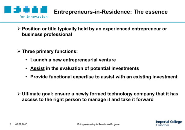 Toolbox Entrepreneurship In Residence Ppt Final | PDF