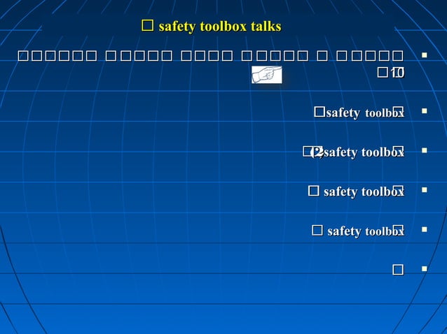 safety Toolbox meeting | PPT | Business and Finance
