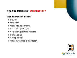 Toolboxmeeting tillen en dragen | PPSX