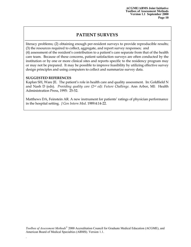 Toolbox of ACGME assessment methods | PDF