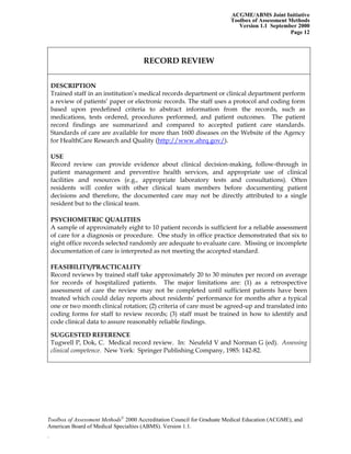 Toolbox of ACGME assessment methods | PDF