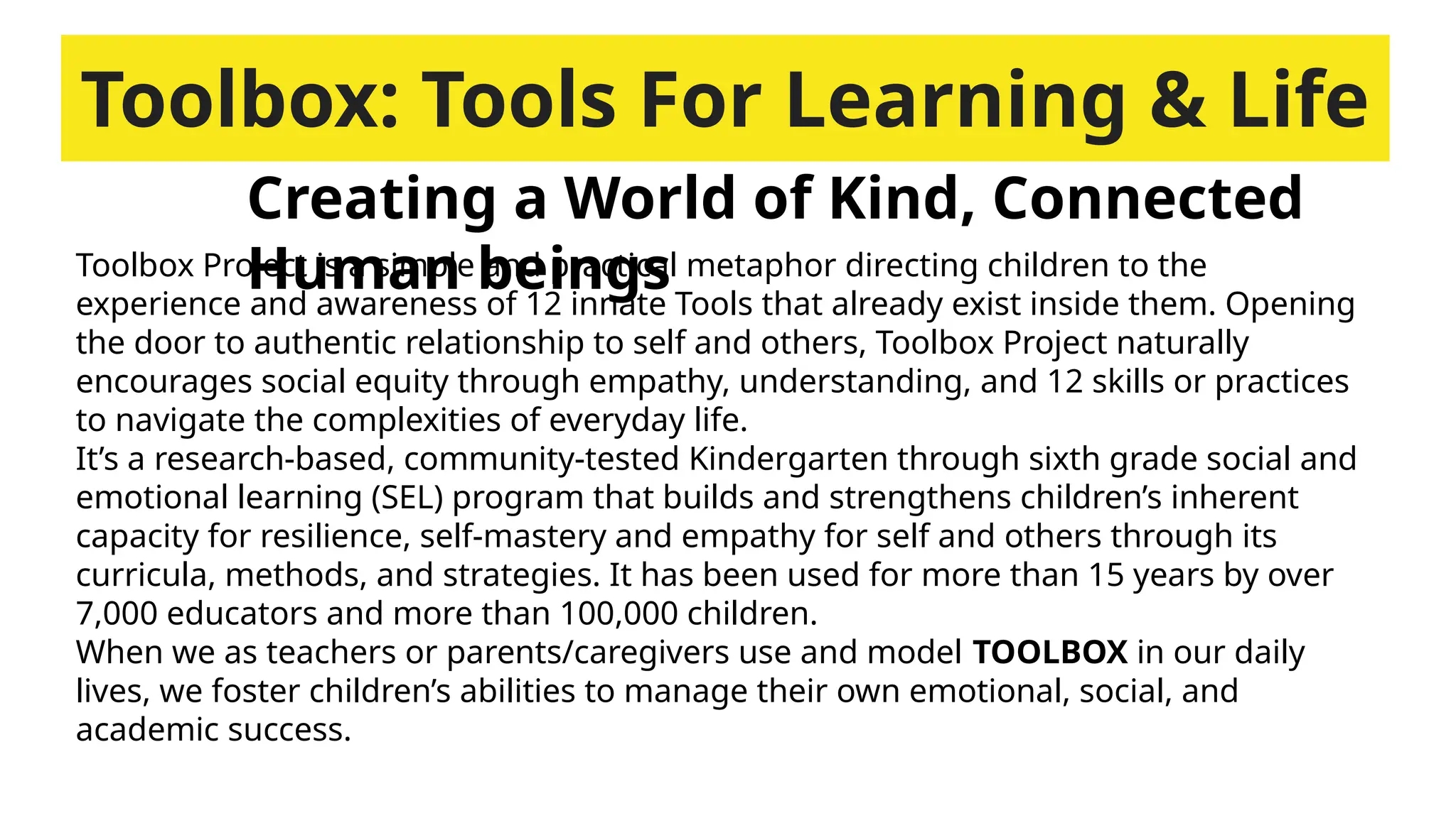 Toolbox Presentation for Teachers - SEL- First Grade. .pptx