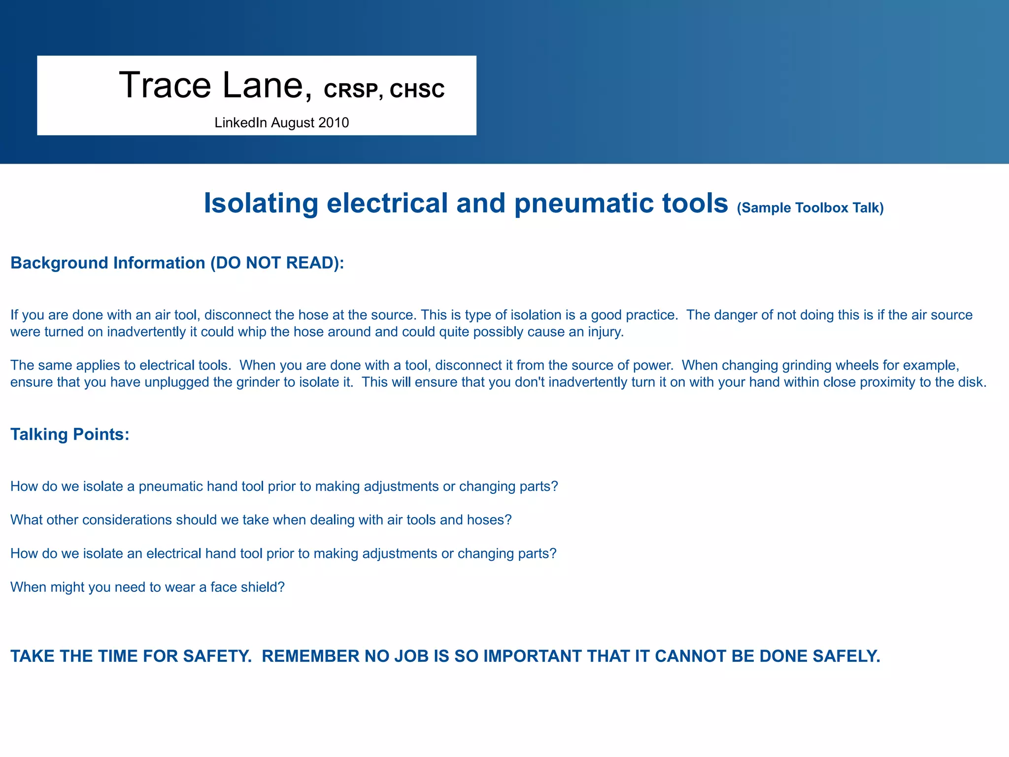 Toolbox Talk 101 | PPT | First Aid | Injuries