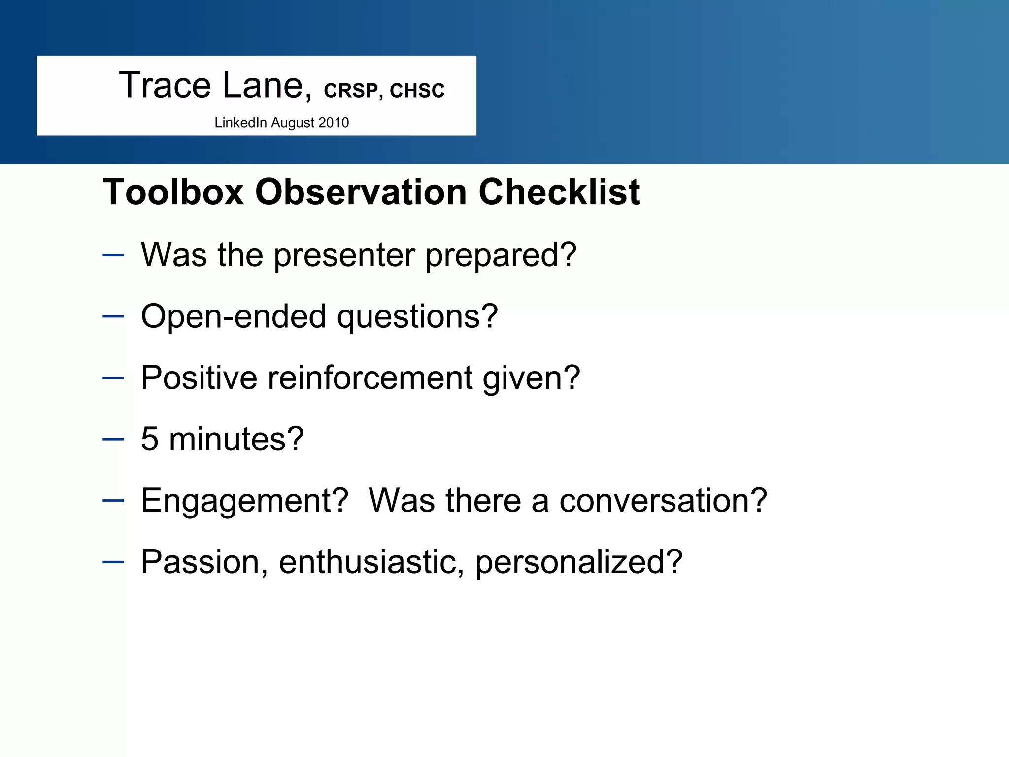 Toolbox Talk 101 | PPT | First Aid | Injuries