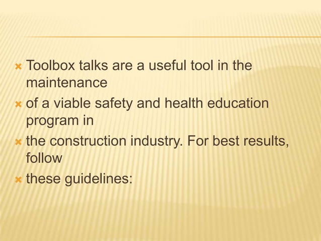 Tool box talks | PPT