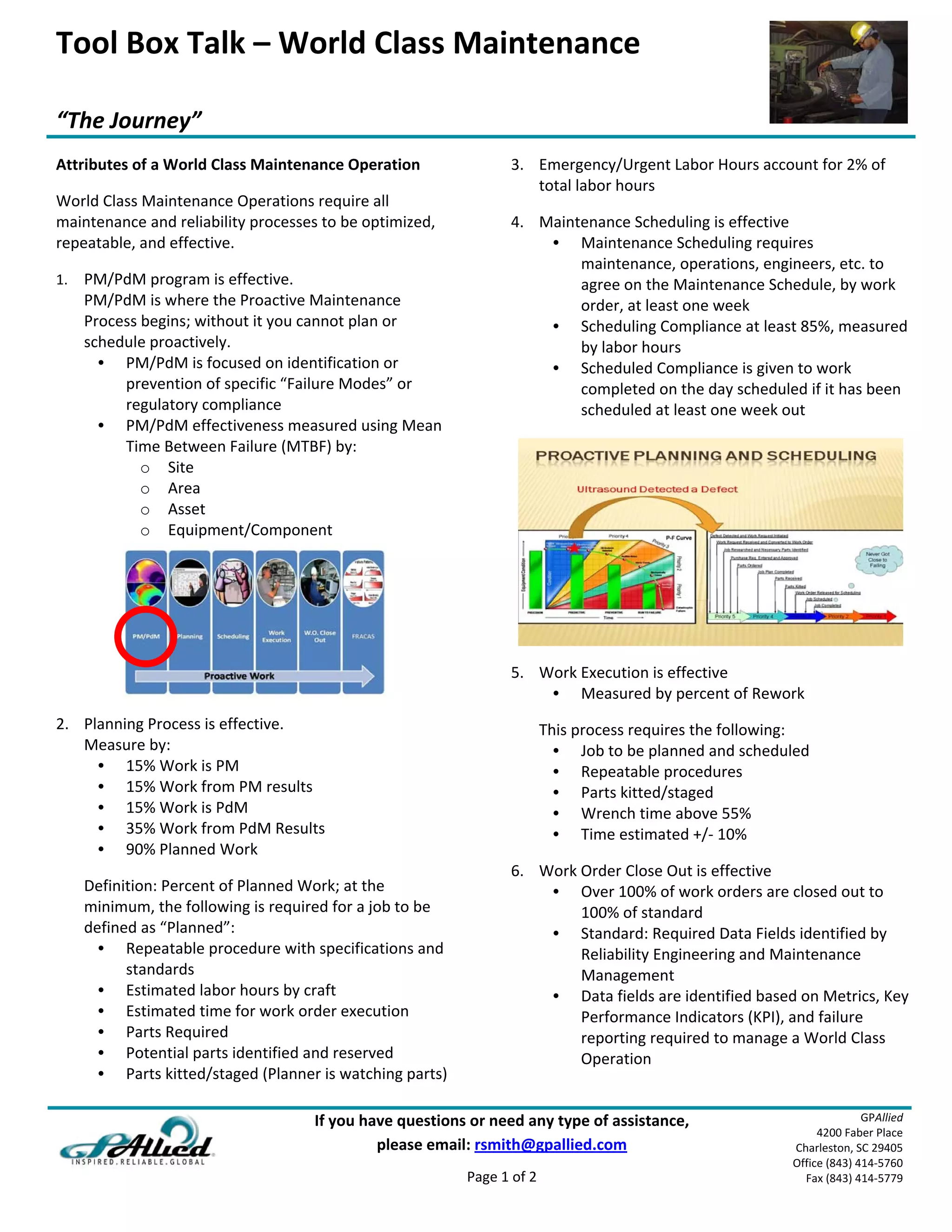 Tool Box Talk - World Class Maintenance Edited | PDF