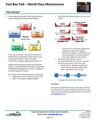 Tool Box Talk - World Class Maintenance Edited | PDF