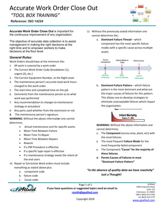 Tool Box Training - Work Order Close Out(1) | PDF