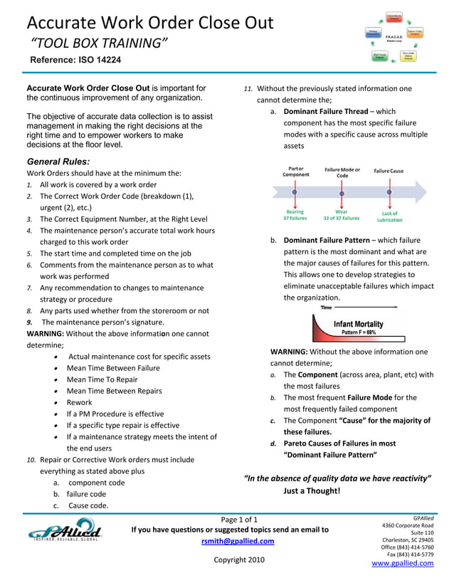 Tool Box Training - Work Order Close Out(1) | PDF