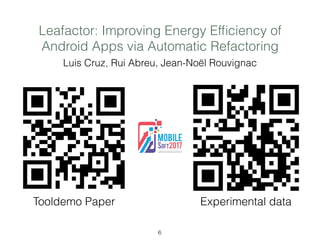 Leafactor: Improving Energy Efficiency of Android Apps via Automatic Refactoring | PPT