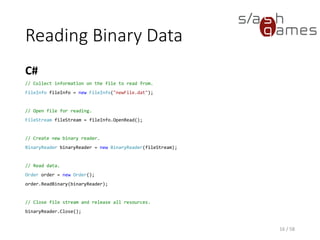Tool Development 06 - Binary Serialization, Worker Threads | PPT