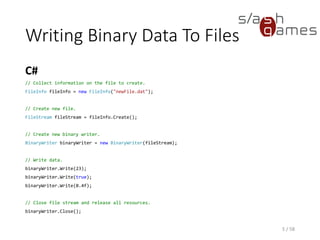 Tool Development 06 - Binary Serialization, Worker Threads | PPT