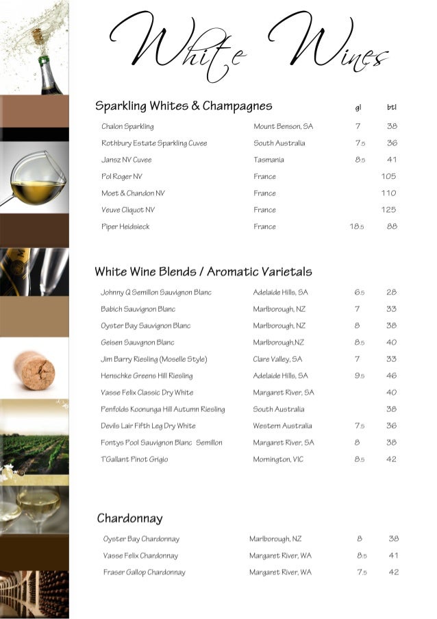 White Wine Menu