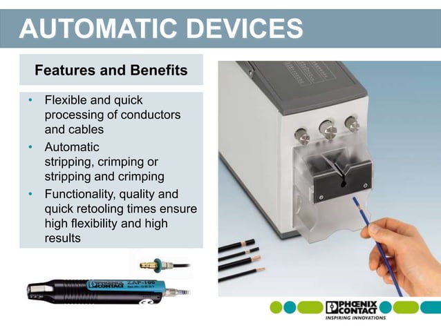 Phoenix Contact's CF3000, automatic stripping and crimping machine