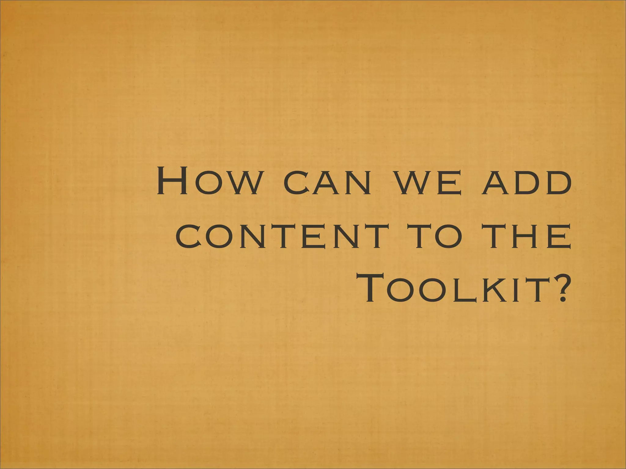 Toolkit Presentation | PDF