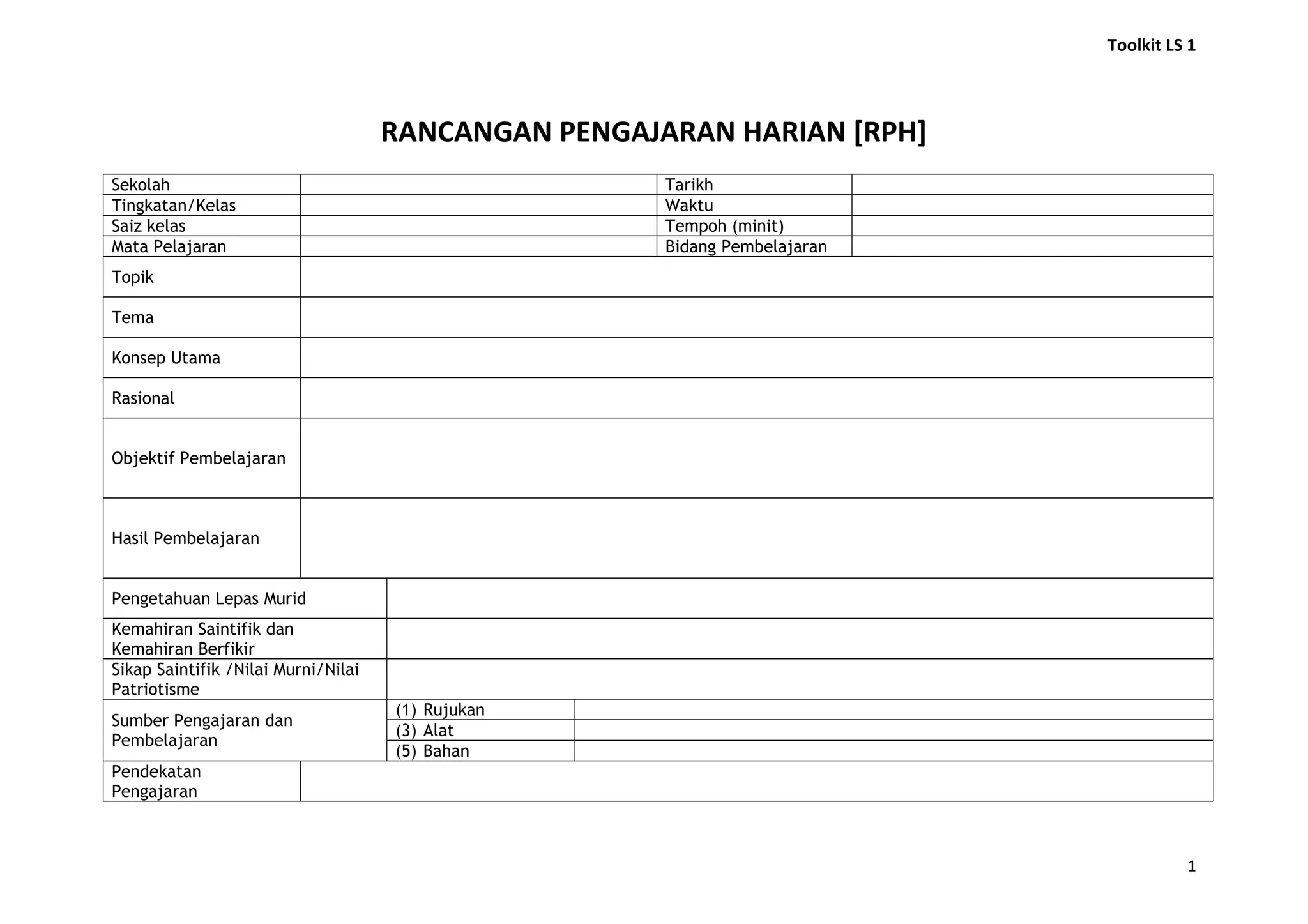 Tool kit ls 1 template rph | DOC