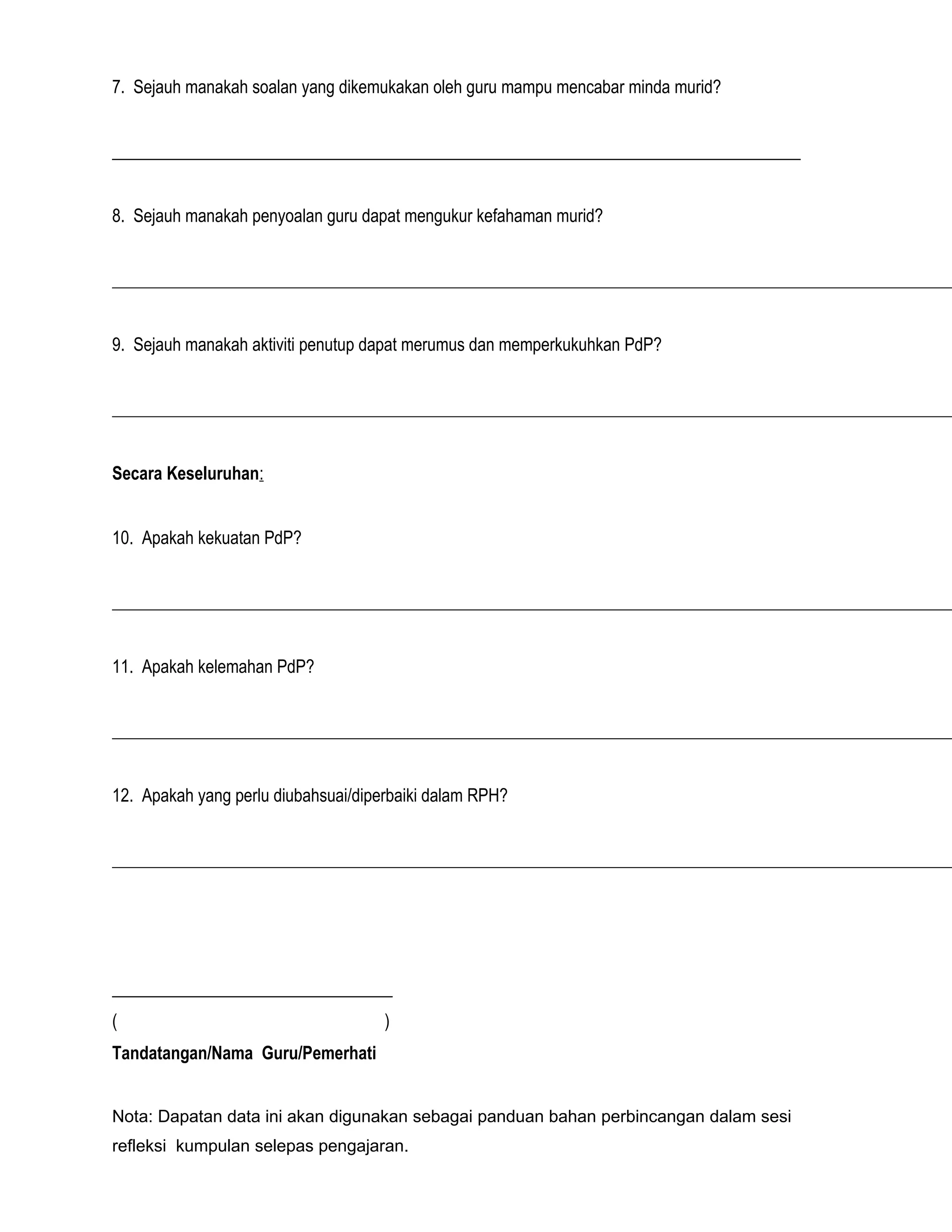 Tool kit ls 2 borang pemerhatian | DOC