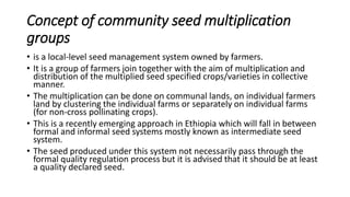 Toolkit to establish and support seed producer groups in Ethiopia | PPTX