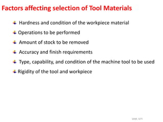 Tool materials and tool wear | PPTX