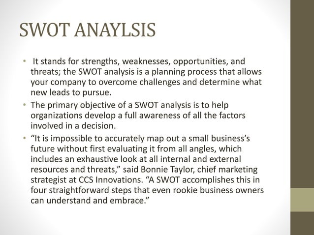 Tool of environment analysis (swot) | PPT