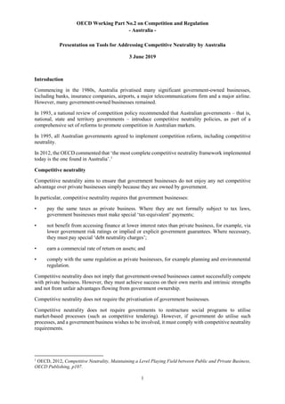 Tools for Addressing Competitive Neutrality – Australia – June 2019 ...