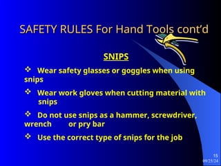 hand safety and power tool safty working | PPT | First Aid | Injuries