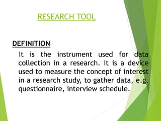 Implimentation of research plan, tool, and data collection | PPTX