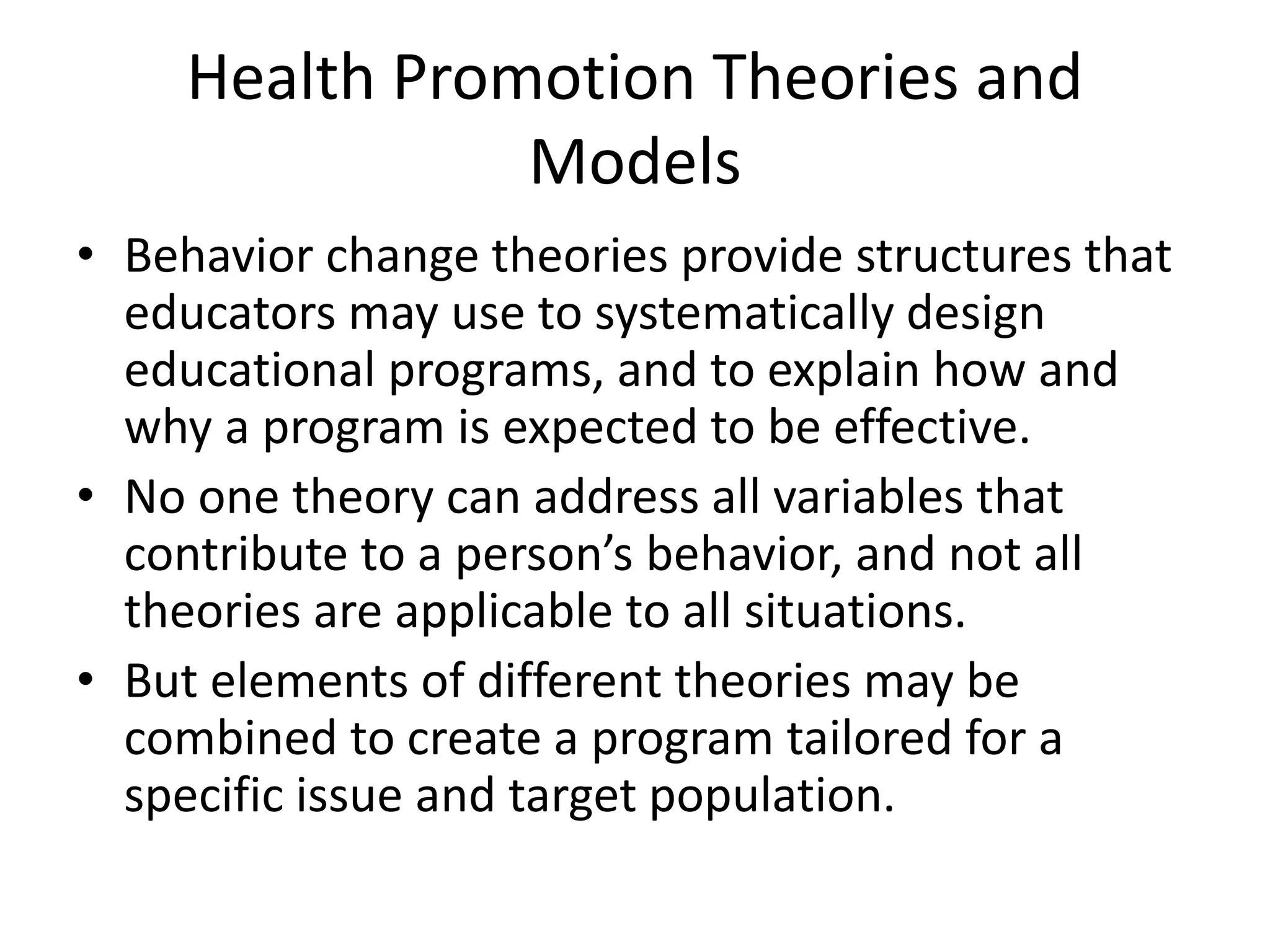 Tools and techniques behaviour change and health promotion | PPTX