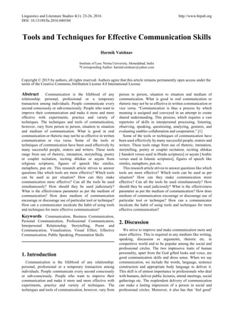 Tools and techniques for effective communication | PDF