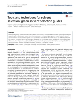 Tools and techniques for solvent selection: green solvent selection ...