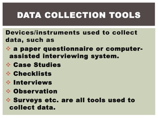 Tools and techniques in qualitative and quantitative research | PPT