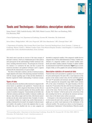 Tools and Techniques - Statistics: descriptive statistics | PDF