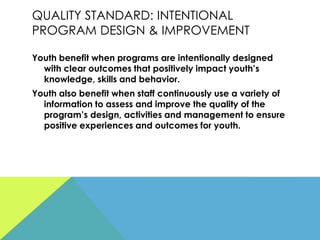 Tools and Tips for Designing a High Quality Youth Development Program | PPT