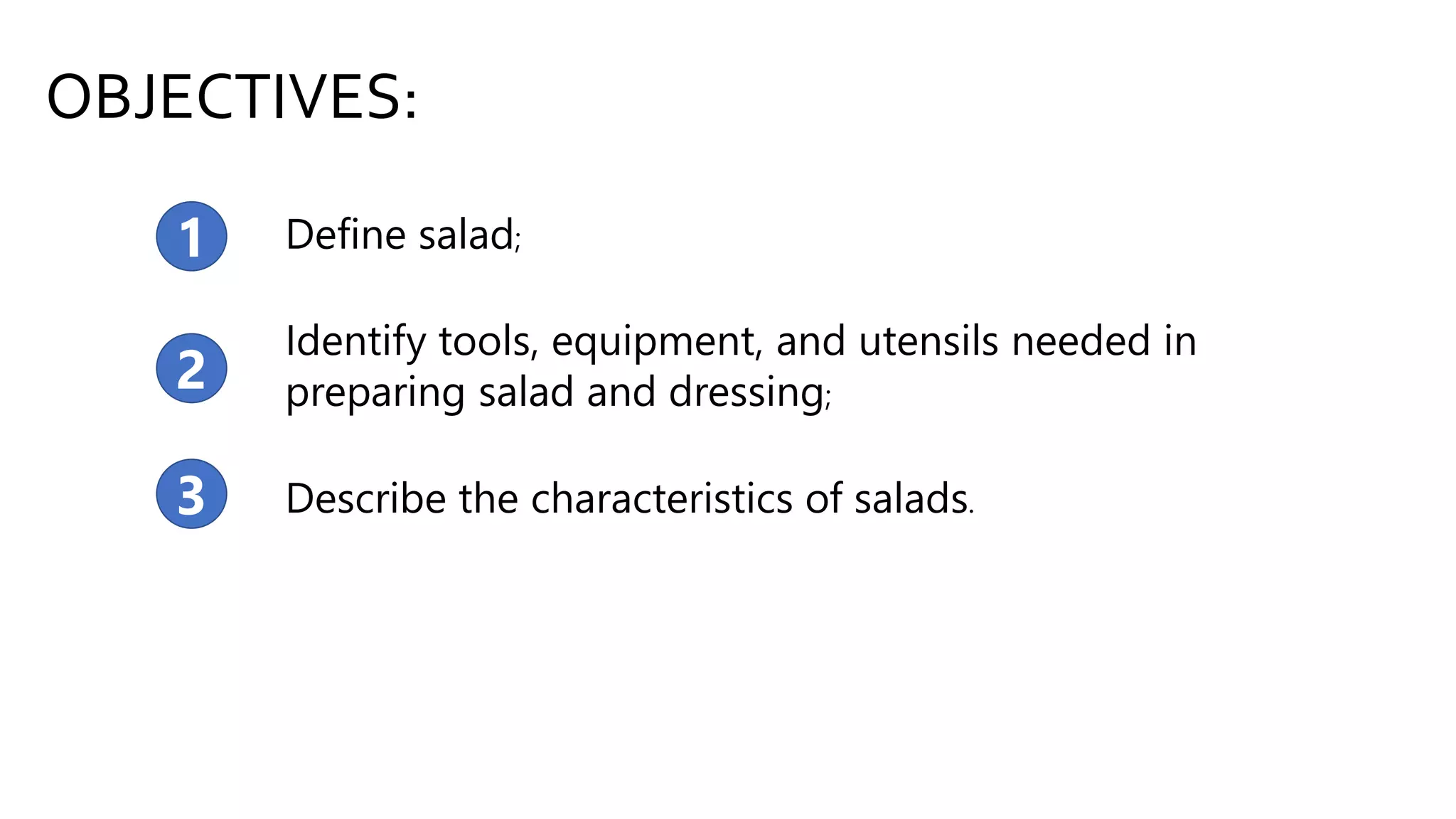 Tools, equipments, utensils needed in preparing salads | PPTX