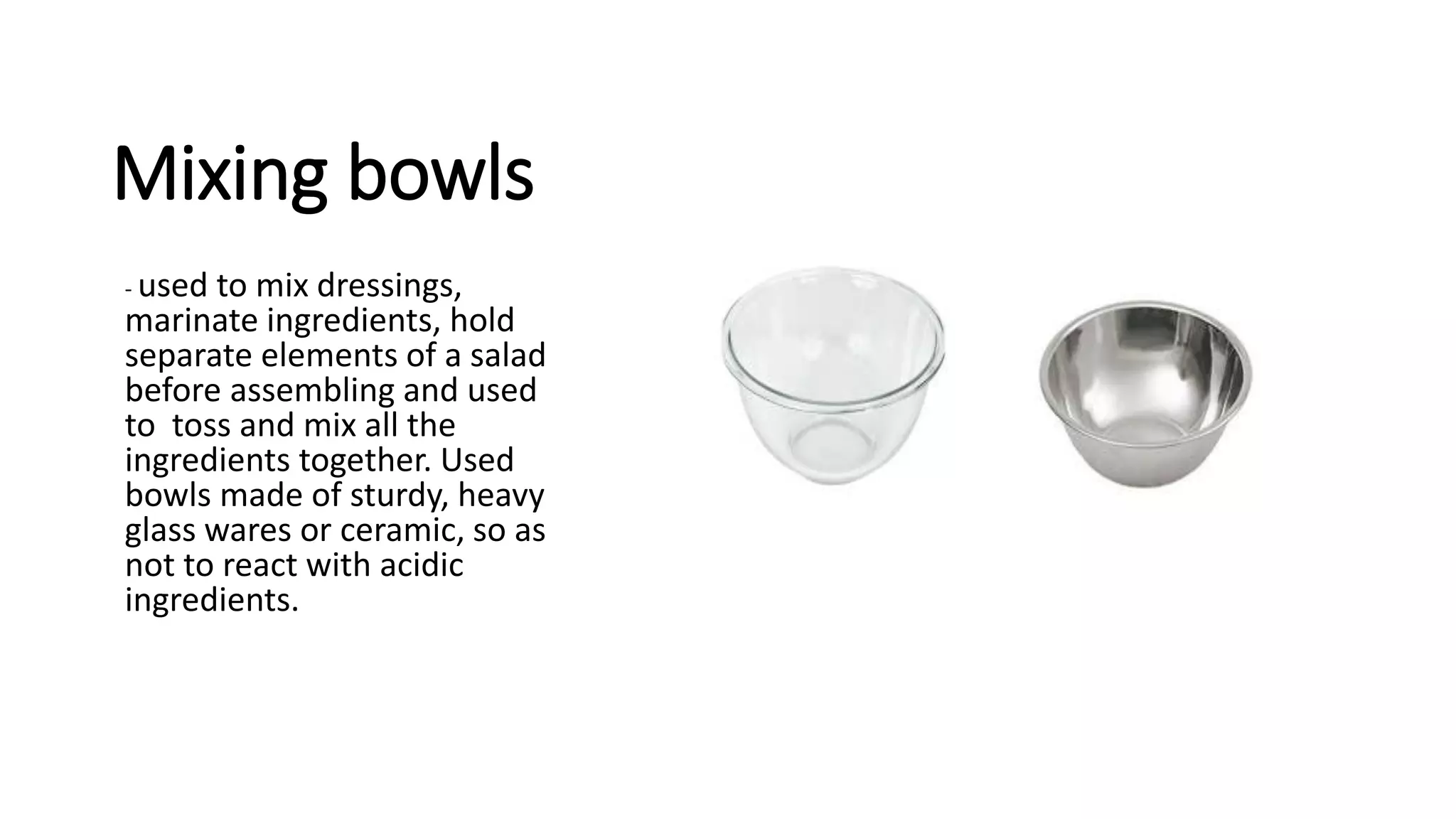 Tools, equipments, utensils needed in preparing salads | PPTX