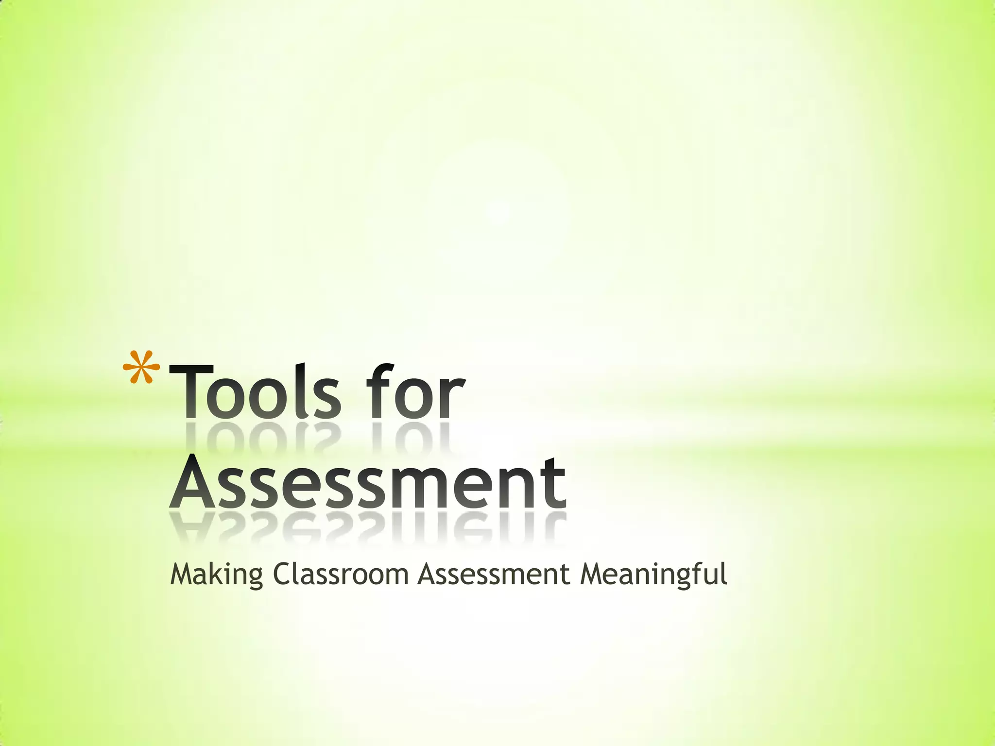 Tools for assessment | PPTX