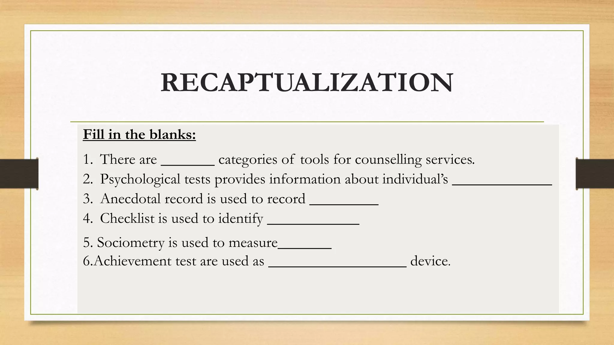 Tools for counselling services | PPTX