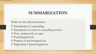Tools for counselling services | PPT