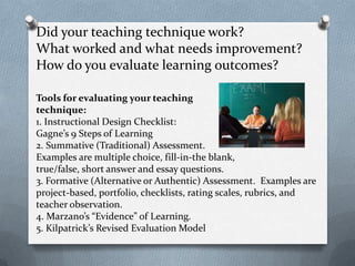 Tools for evaluating the effectiveness of your teaching technique 1 | PPTX