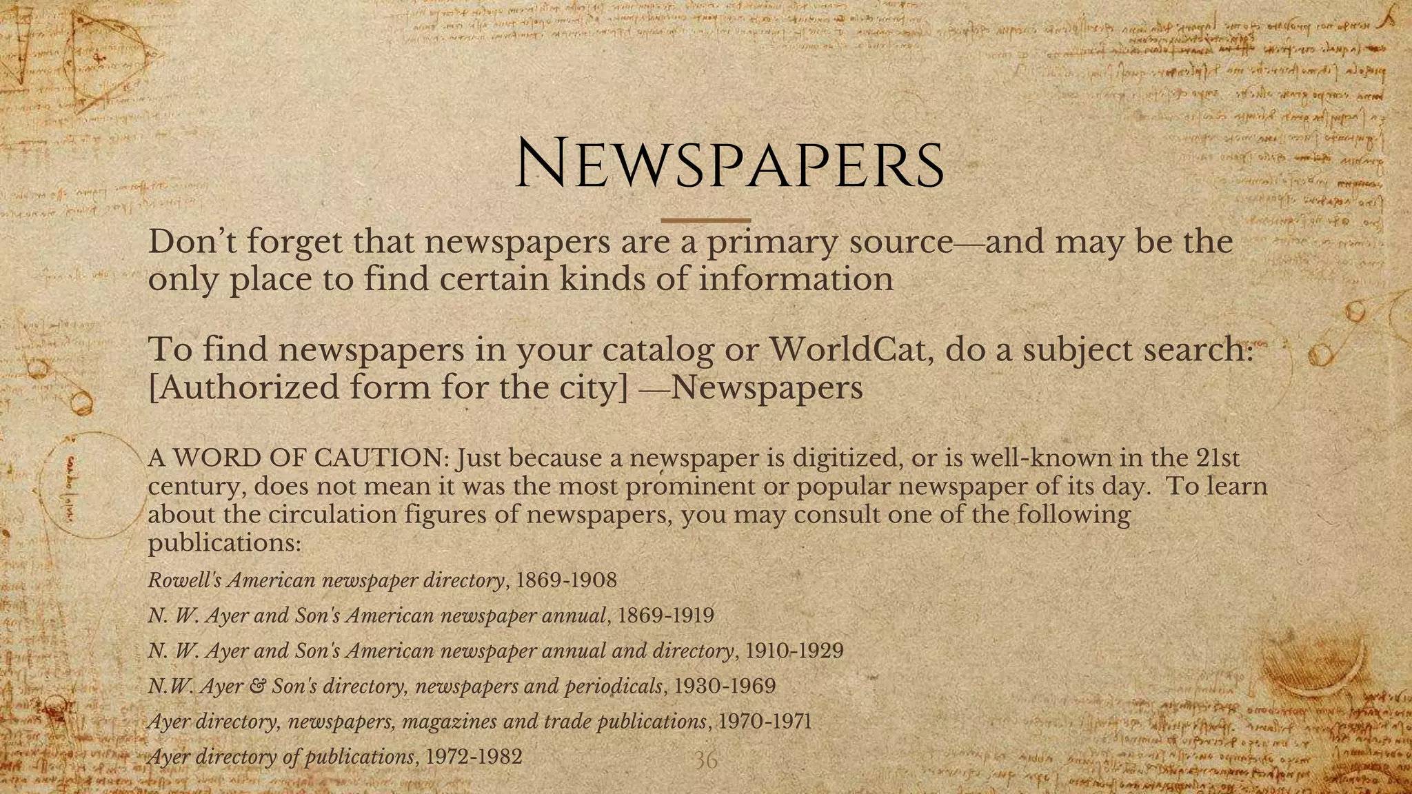 Tools for locating primary sources in archives and online for ...