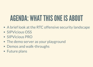 Tools for offensive RTC Security: introducing SIPVicious PRO and the ...