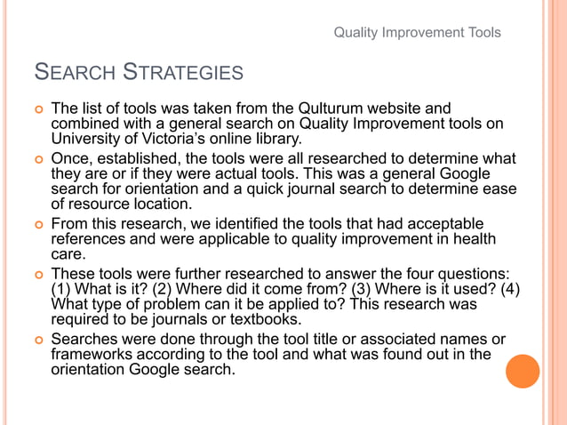 Tools for Quality Improvement | PPTX | Business | Business and Finance