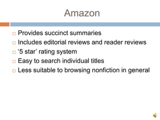 Tools for Selecting Nonfiction for Public Library Collections | PPTX
