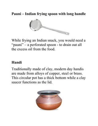 Tools In An Indian kitchen – Utensils | PDF